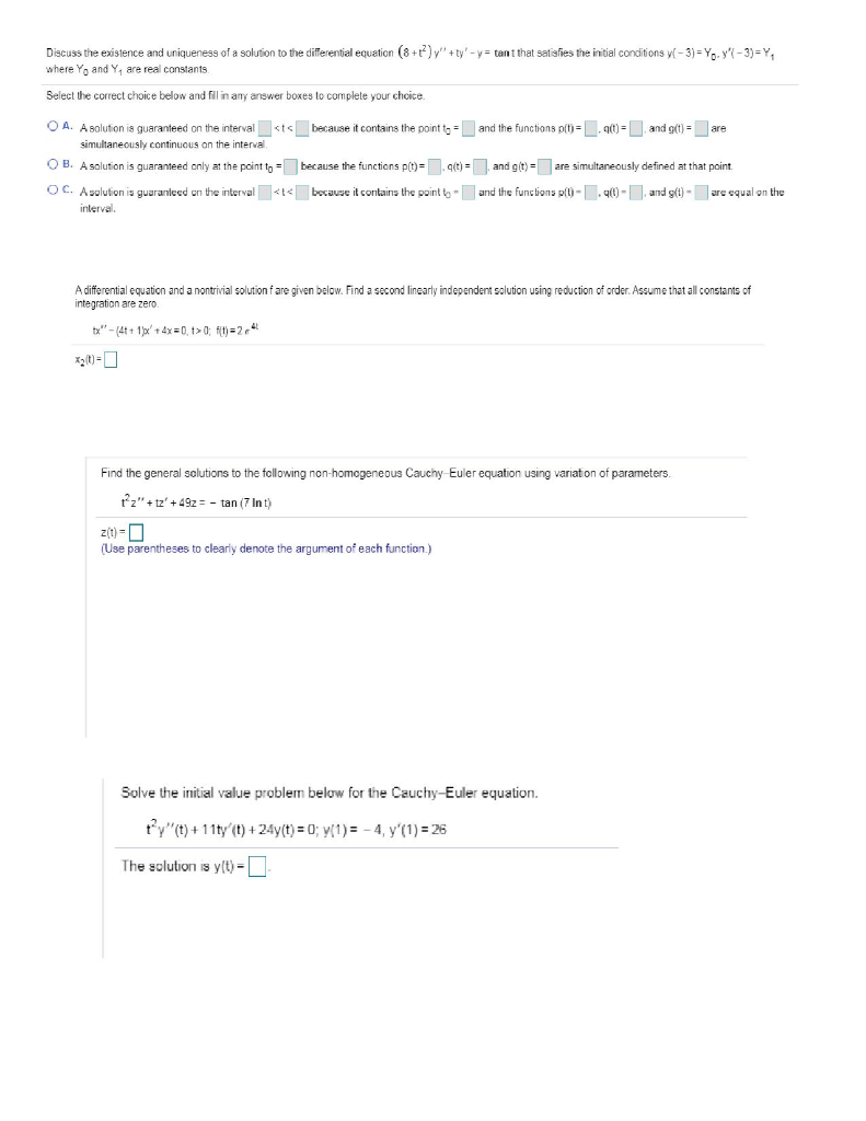 Solved Discuss the existence and uniqueness of a solution to | Chegg.com
