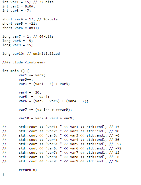 Solved int var1 = 15; // 32-bits int var2 = OxA; int var3 = | Chegg.com