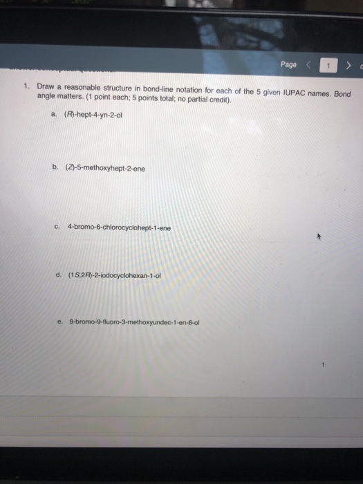 Solved Page 1. Draw a reasonable structure in bond-line | Chegg.com