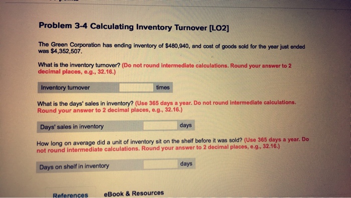 Solved Problem 3-4 Calculating Inventory Turnover [LO2] The | Chegg.com