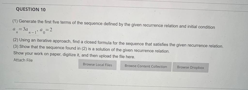 Solved (1) Generate the first five terms of the sequence | Chegg.com