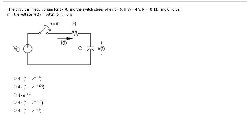 Solved The circuit is in equilibrium for t