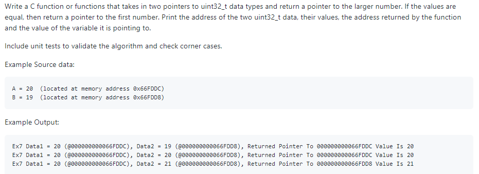 Solved Write a C function or functions that takes in two | Chegg.com