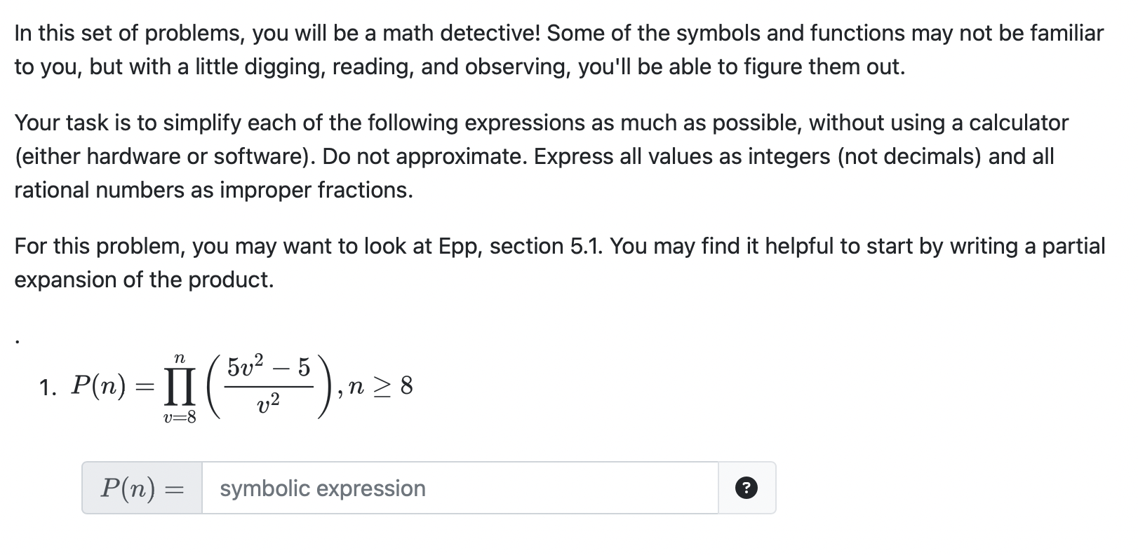 Solved In this set of problems, you will be a math | Chegg.com