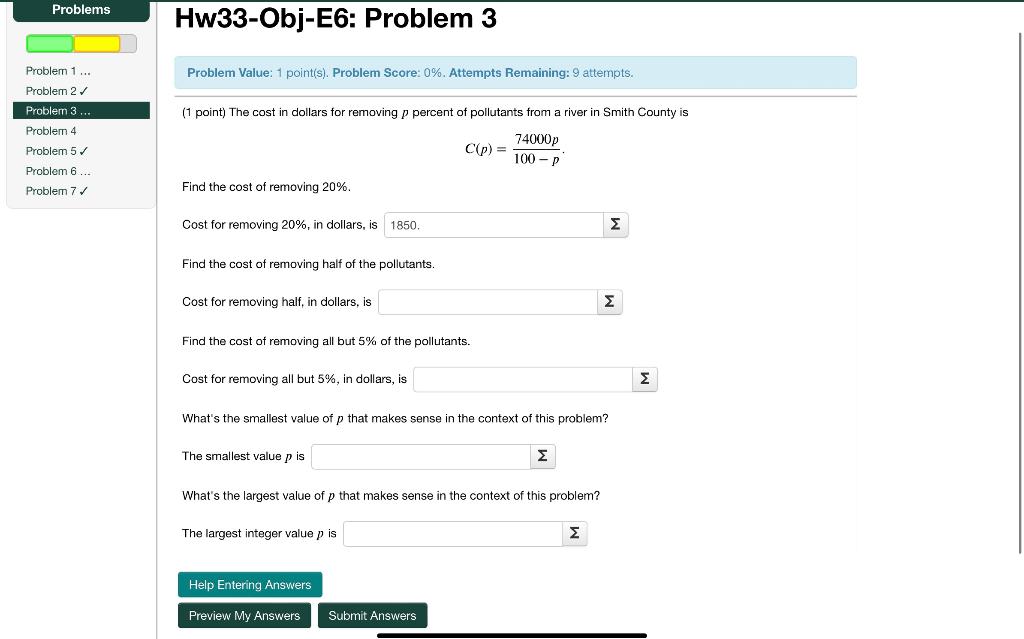 Solved Problems Hw33 Obj E6 Problem 3 Problem Value 1 