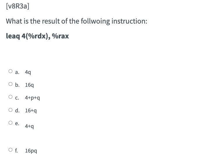 Solved Suppose register \%rbx holds value p and %rdx holds | Chegg.com