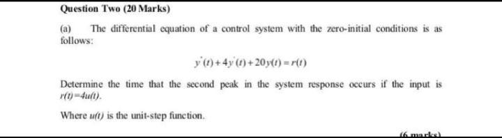 Solved (a) The differential equation of a control system | Chegg.com