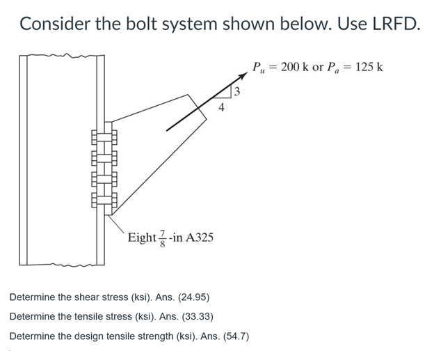 Solved Consider the bolt system shown below. Use LRFD. P., = | Chegg.com