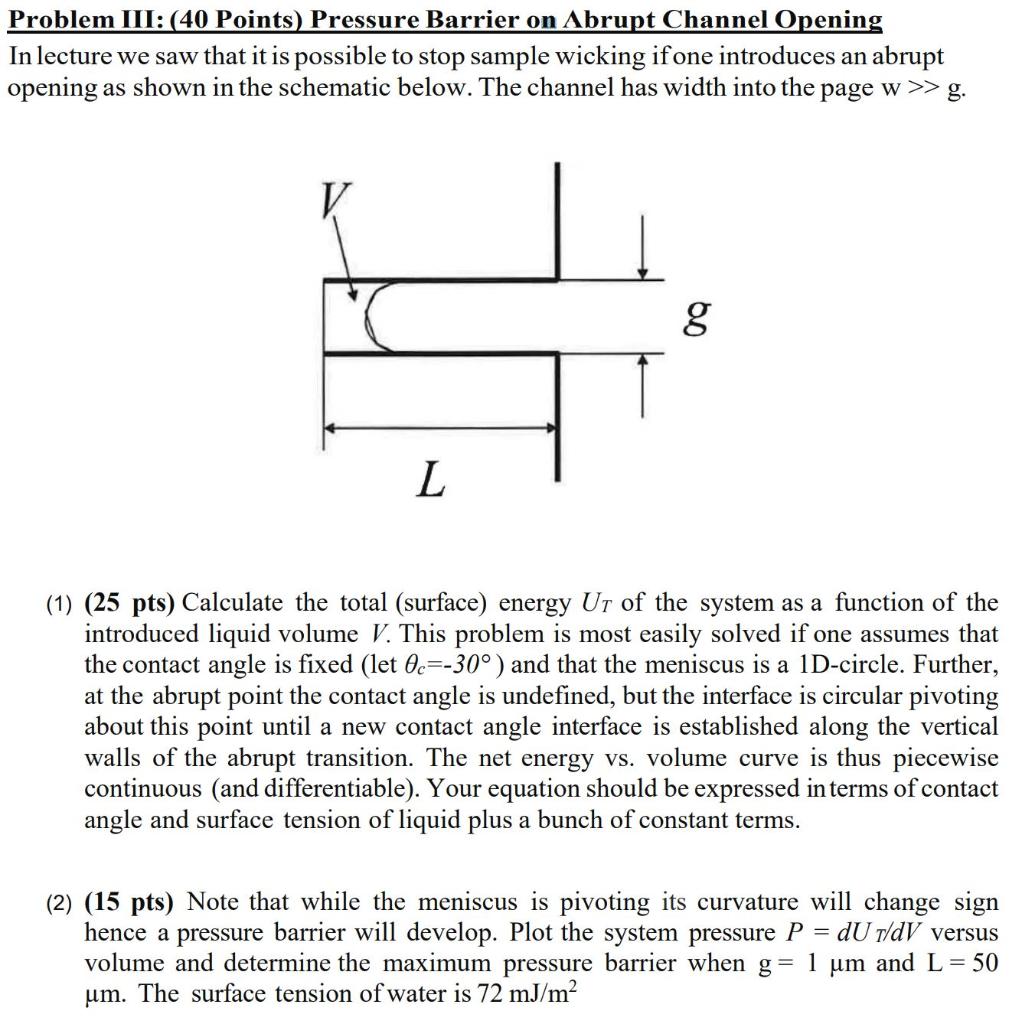 Solved Problem III: (40 Points) Pressure Barrier on Abrupt | Chegg.com