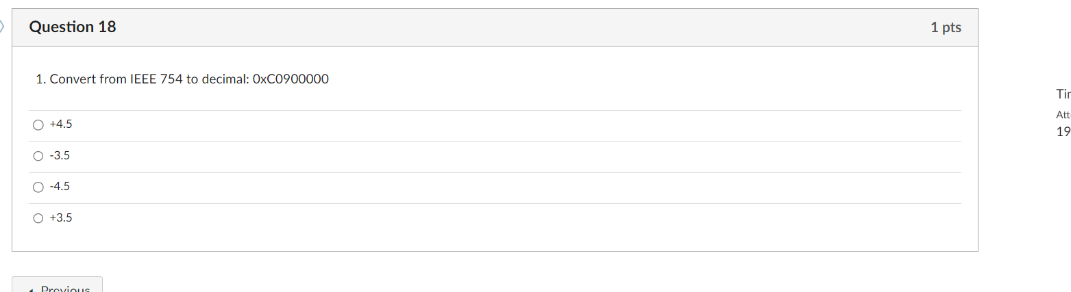 Solved Question 18 1. Convert from IEEE 754 to decimal: | Chegg.com