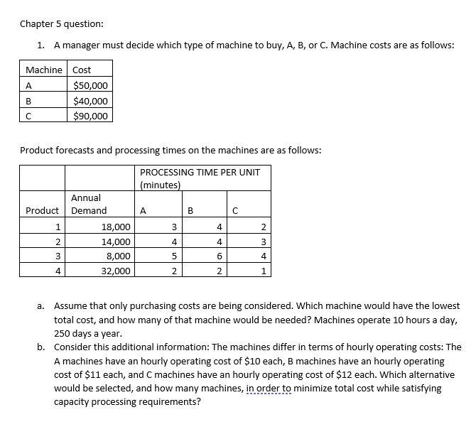 Solved Chapter 5 question: 1. A manager must decide which | Chegg.com