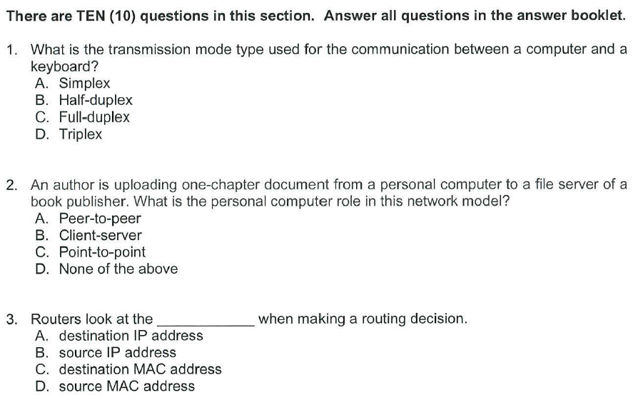 Solved There are TEN (10) questions in this section. Answer | Chegg.com