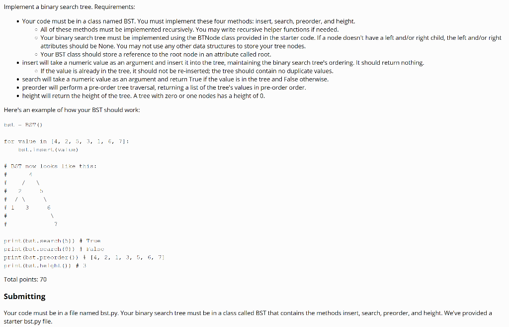 Solved needs to be in python! class BTNode: '''Binary Tree | Chegg.com