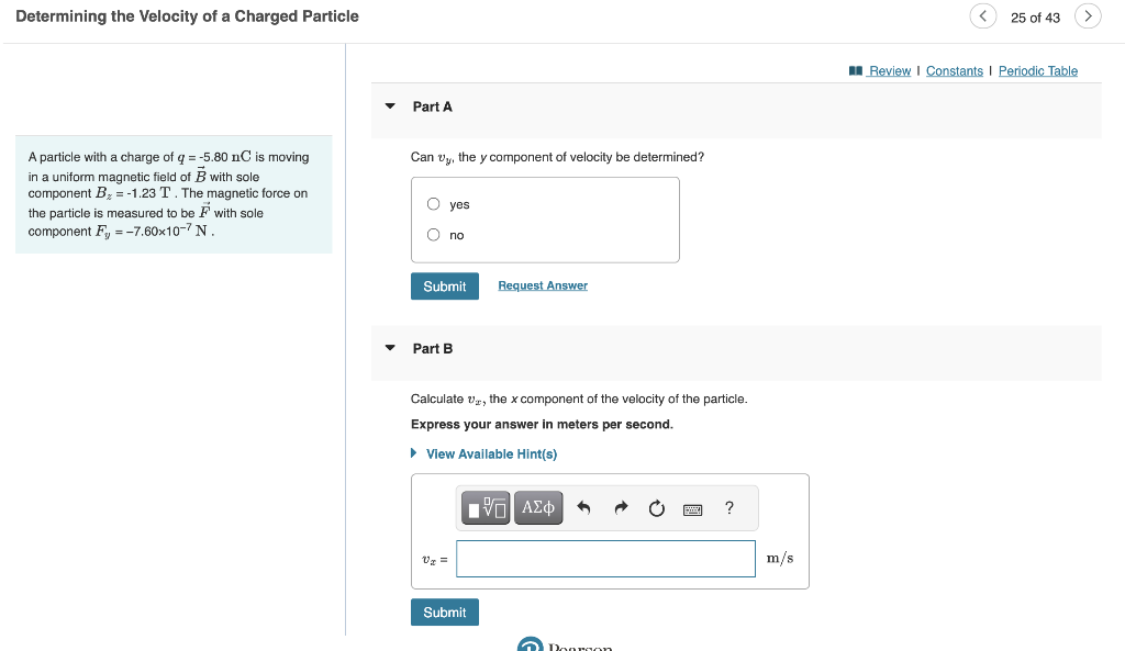 Solved Determining the Velocity of a Charged Particle Part A | Chegg.com
