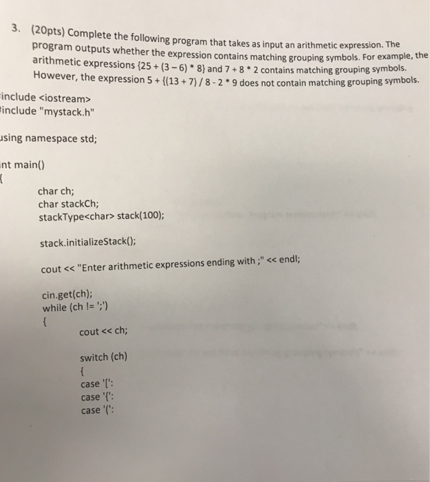 Solved (20pts) Complete the following program that takes as | Chegg.com