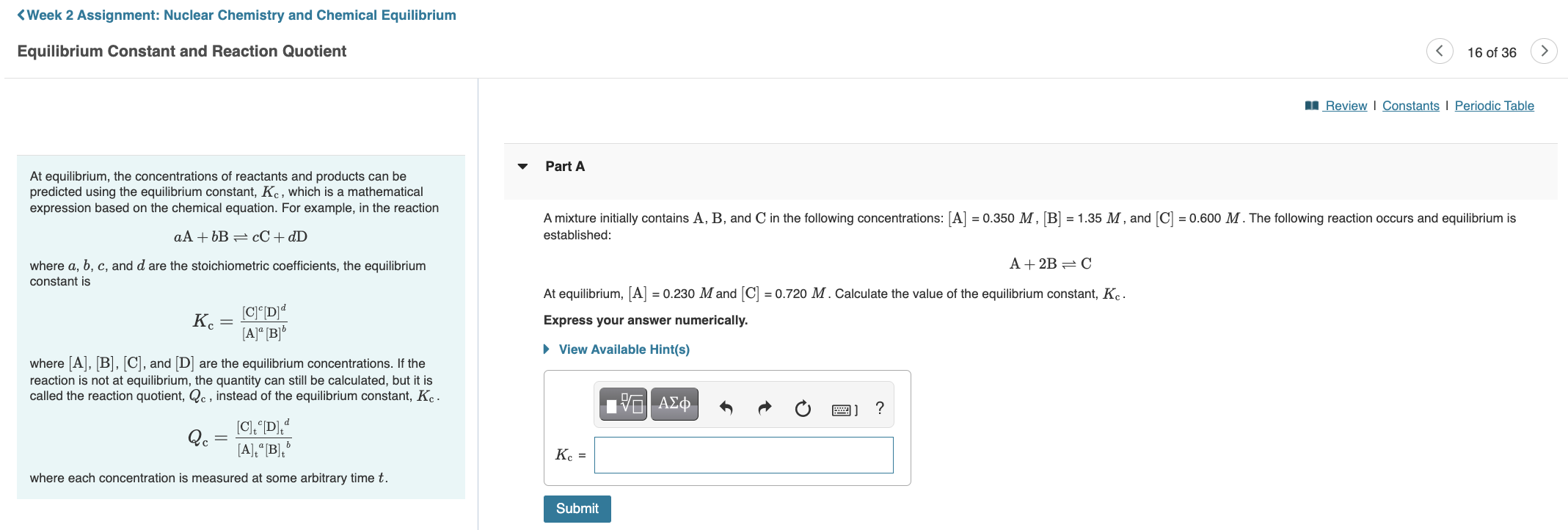Solved Part A A mixture initially contains AA, BB, and CC in | Chegg.com