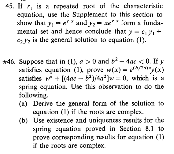 45. If r1 is a repeated root of the characteristic | Chegg.com