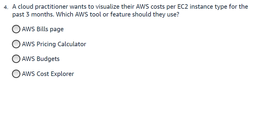 Solved A cloud practitioner wants to visualize their AWS | Chegg.com