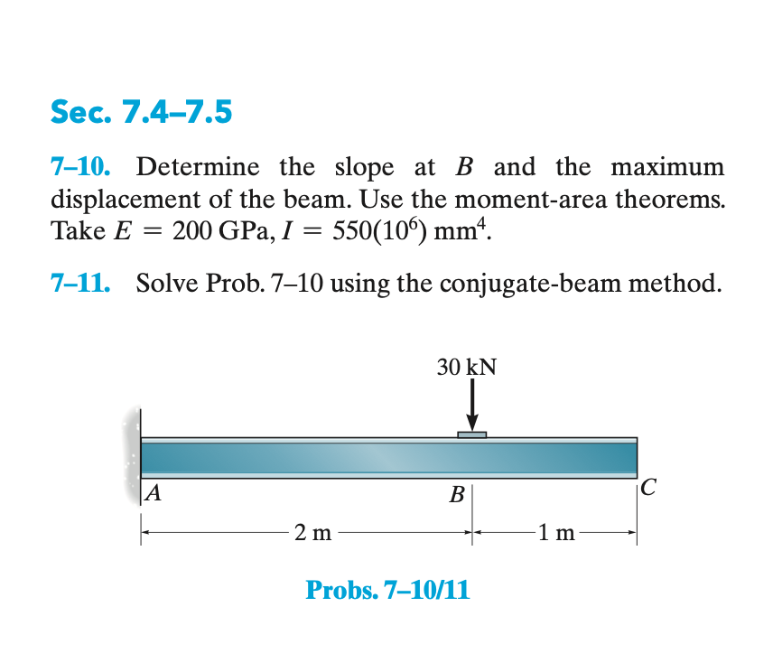 Solved 7-10. Determine the slope at B and the maximum | Chegg.com