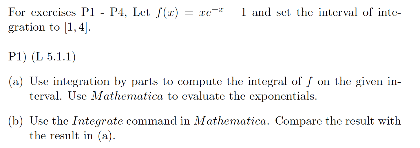 Solved - 1 and set the interval of inte- For exercises P1 - | Chegg.com