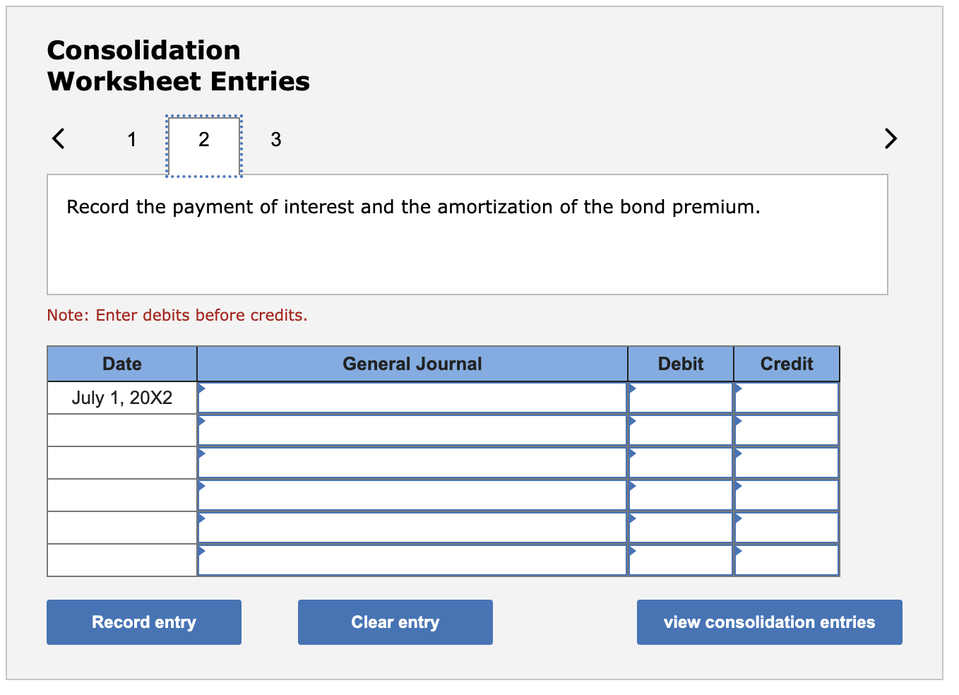 Consolidation Worksheet Entries Record the entry to | Chegg.com