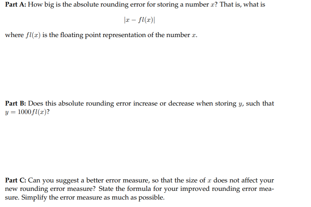 Part A How Big Is The Absolute Rounding Error For