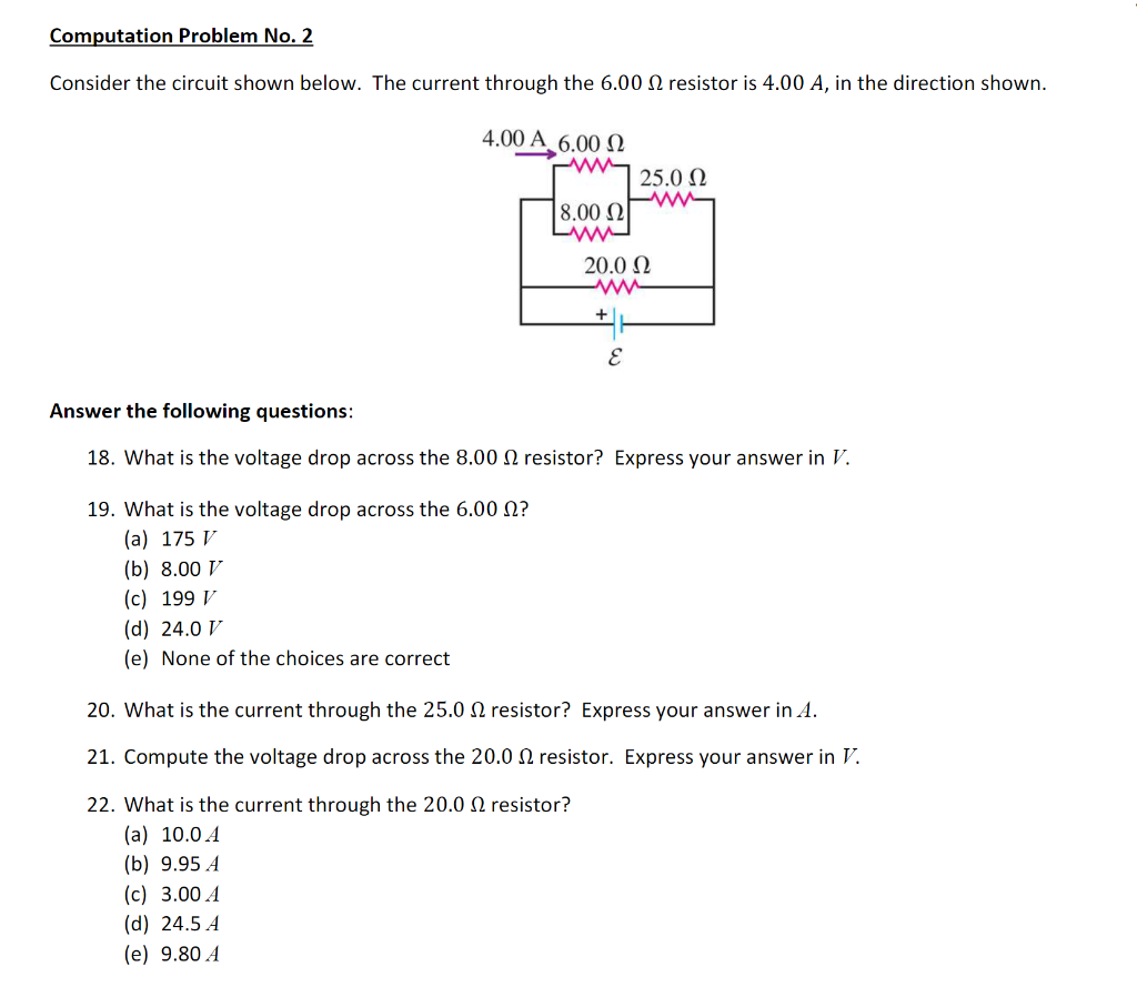 Solved Computation Problem No. 2 Consider the circuit shown | Chegg.com