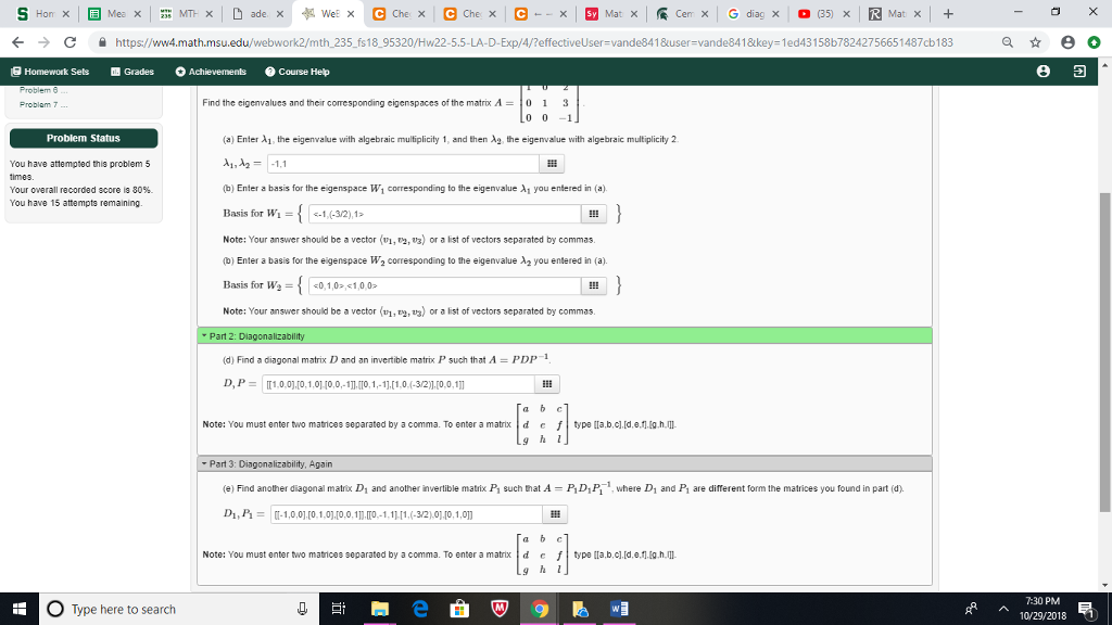 Solved ← → С 율 https://ww4.math.msu.edu/ebwork2/mth 235 f 18 | Chegg.com