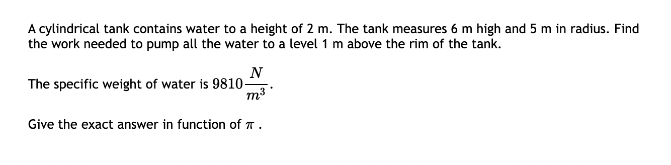 Solved A cylindrical tank contains water to a height of 2 m. | Chegg.com