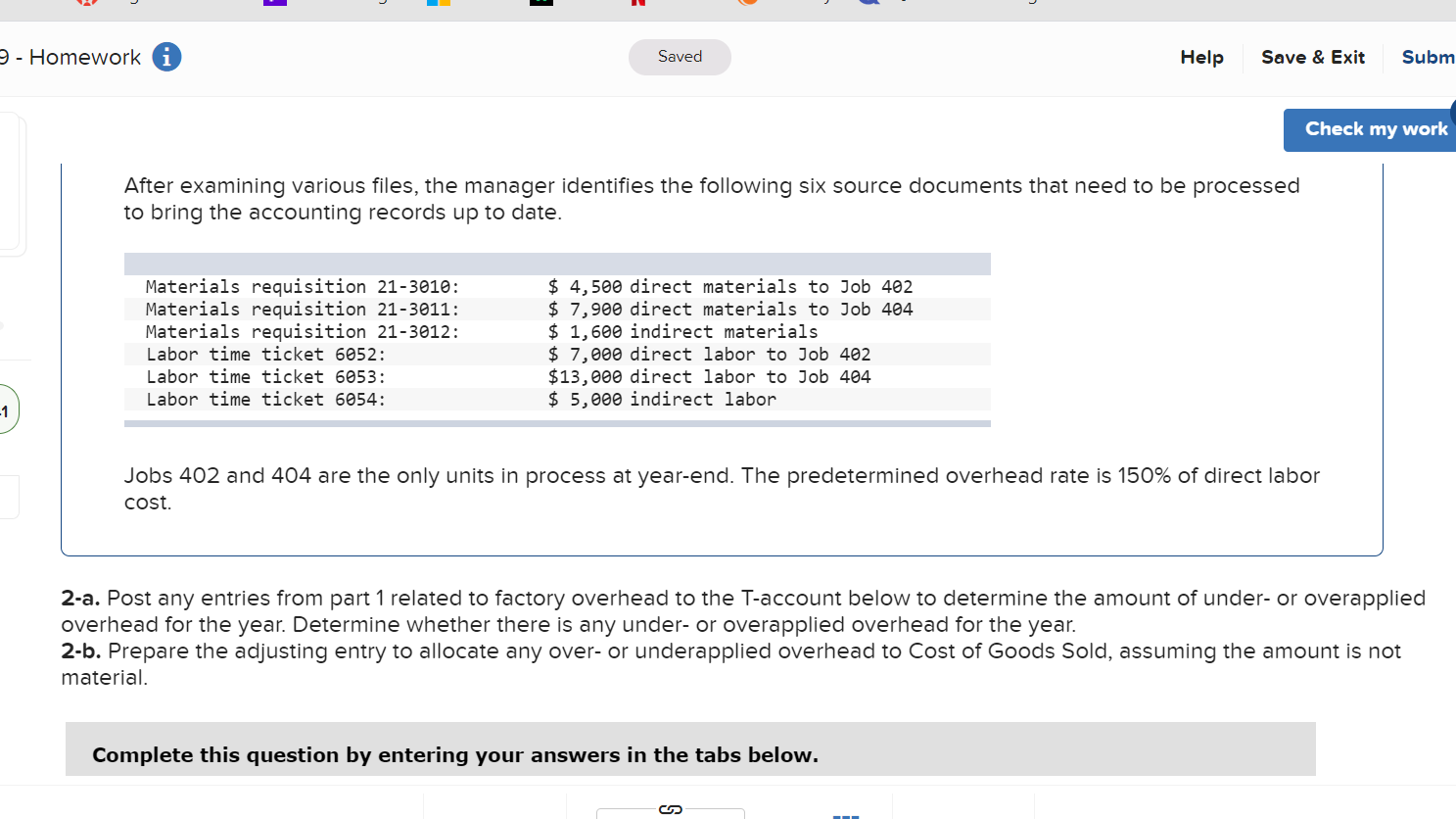 Solved - Homework Saved Help Save & Exit Submit 1 Check my | Chegg.com