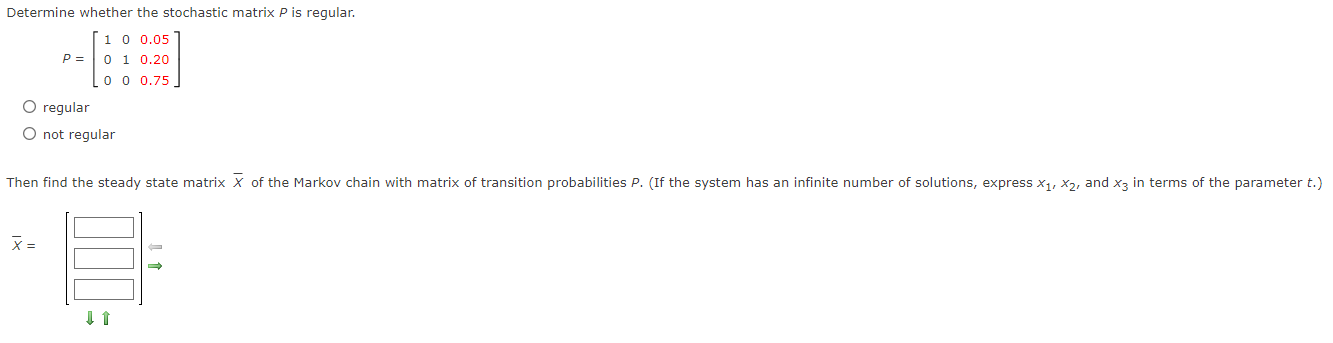 Solved Determine whether the stochastic matrix P | Chegg.com