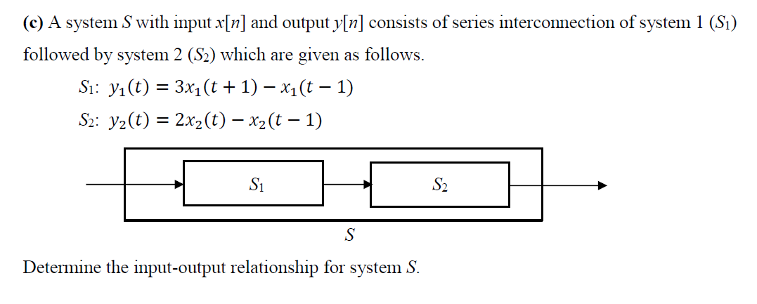 Solved (c) A system S with input x[n] and output y[n] | Chegg.com