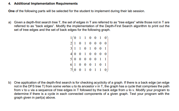 Solved 4. Additional Implementation Requirements One of the | Chegg.com