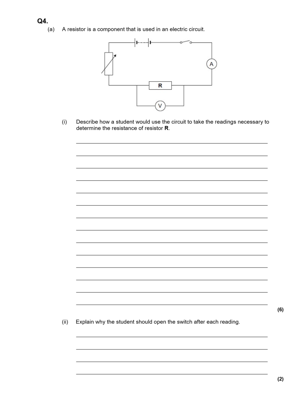 Solved Q4. (a) A resistor is a component that is used in an | Chegg.com