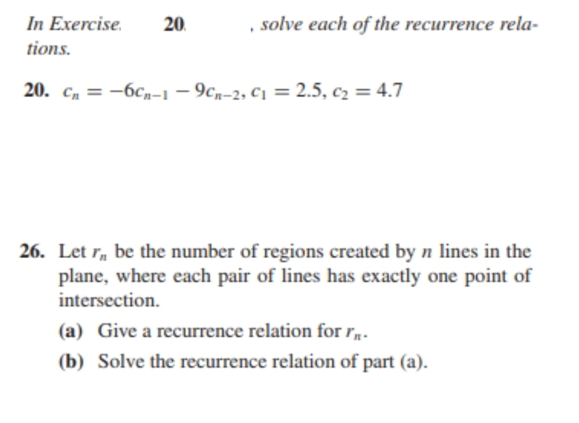 Solved 20 In Exercise tions. solve each of the recurrence | Chegg.com
