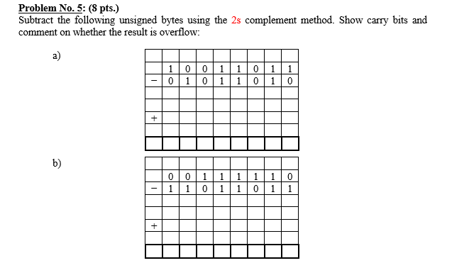 Solved Problem No. 5: (8 pts.) Subtract the following | Chegg.com