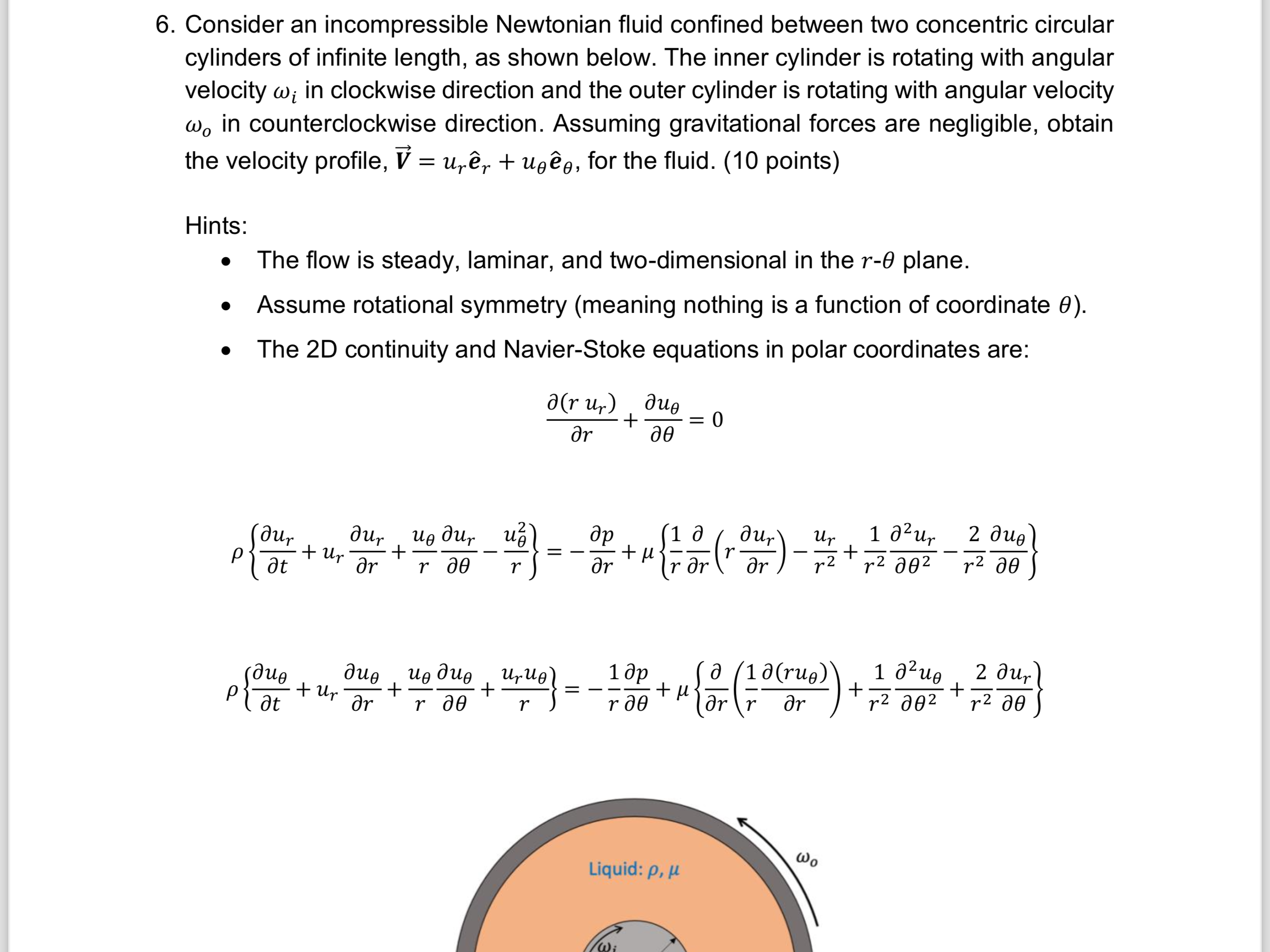 Solved 6. Consider an incompressible Newtonian fluid | Chegg.com