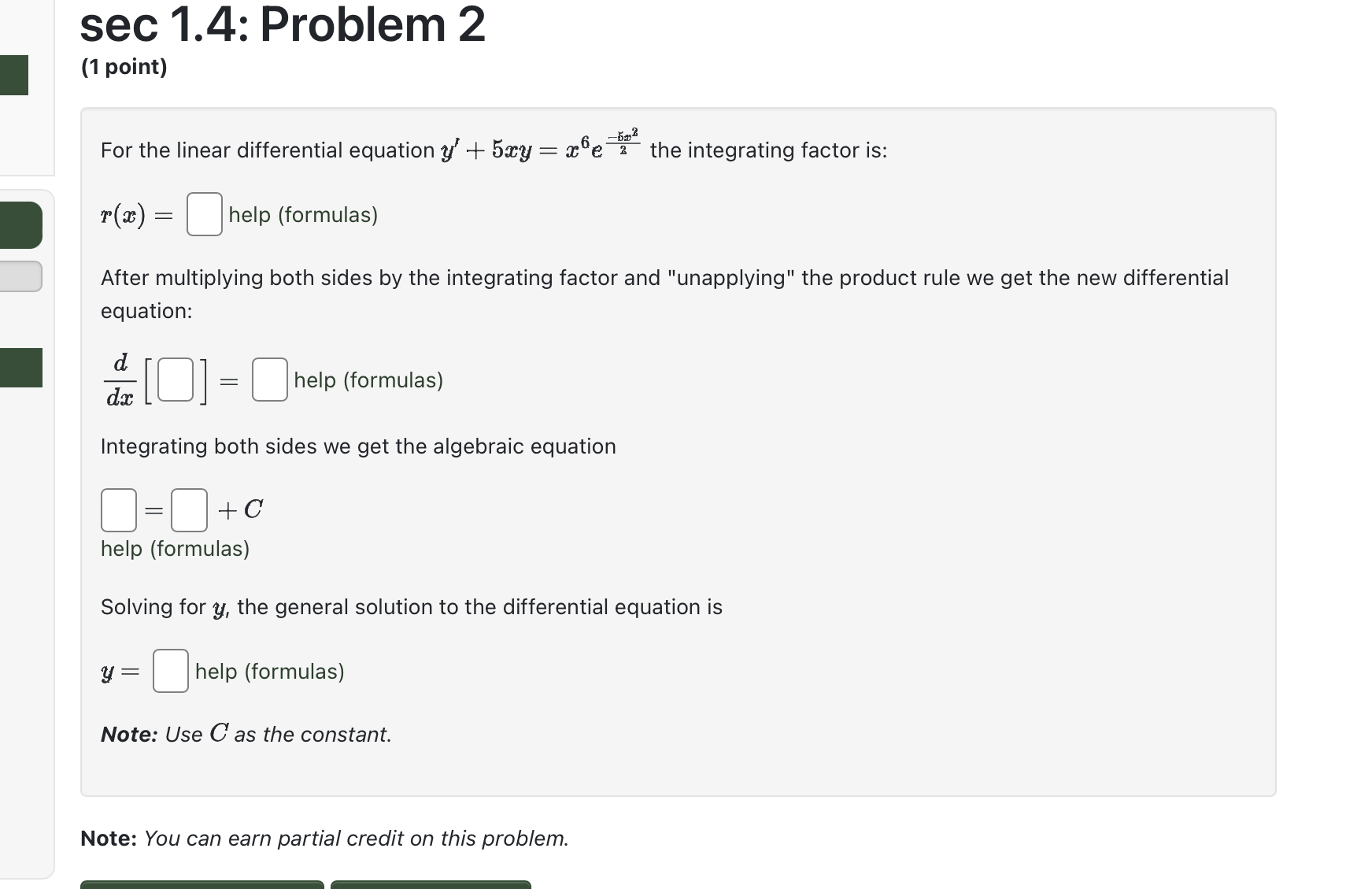 Solved (1 ﻿point)For the linear differential equation | Chegg.com