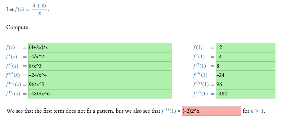 Solved Let f(x) = 478 Compute f(x) = (4+8x)/x f'(x) = -4/x^2 | Chegg.com