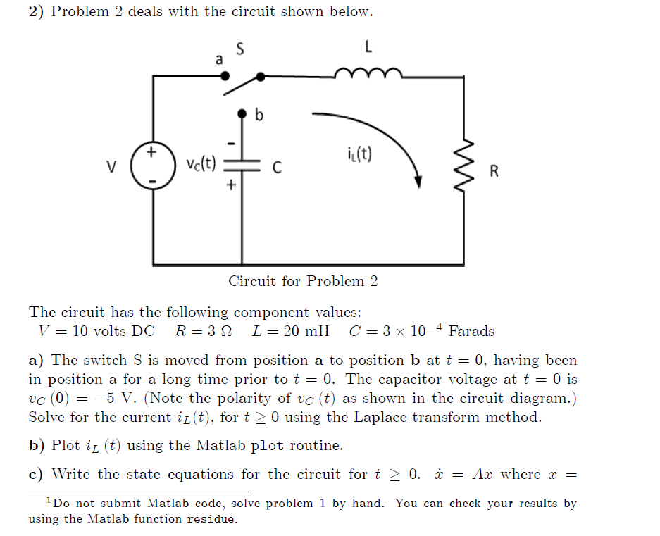 Solved 2) Problem 2 deals with the circuit shown below. | Chegg.com