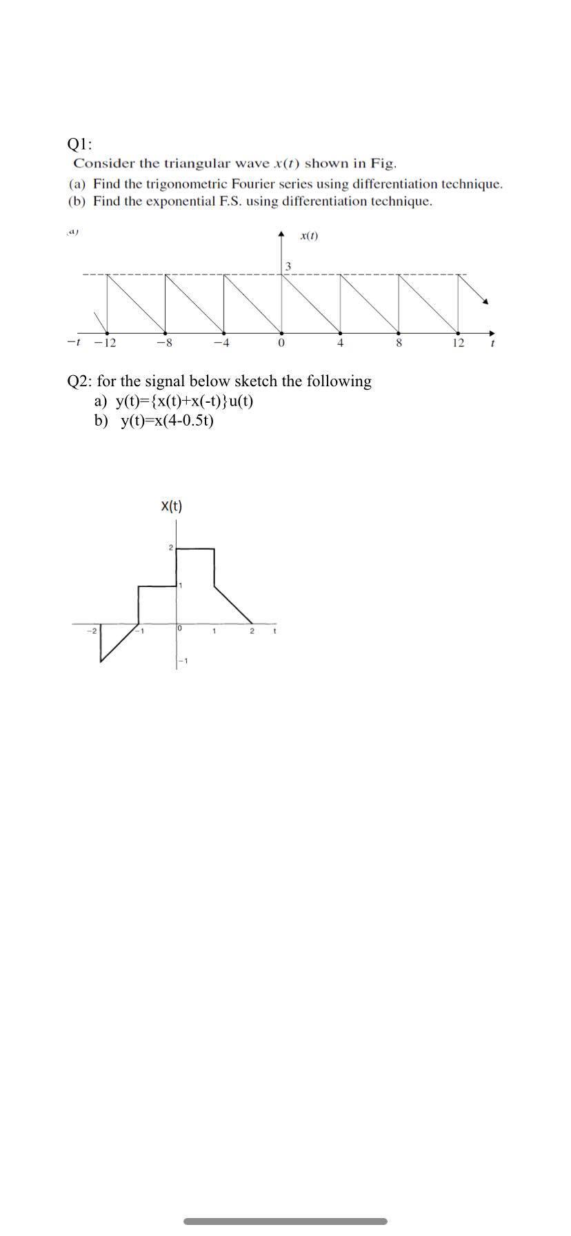 Solved Q1: Consider the triangular wave x(t) shown in Fig. | Chegg.com