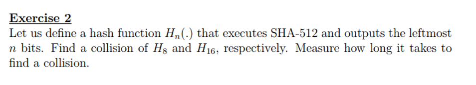 Solved Exercise 2Let us define a hash function . | Chegg.com
