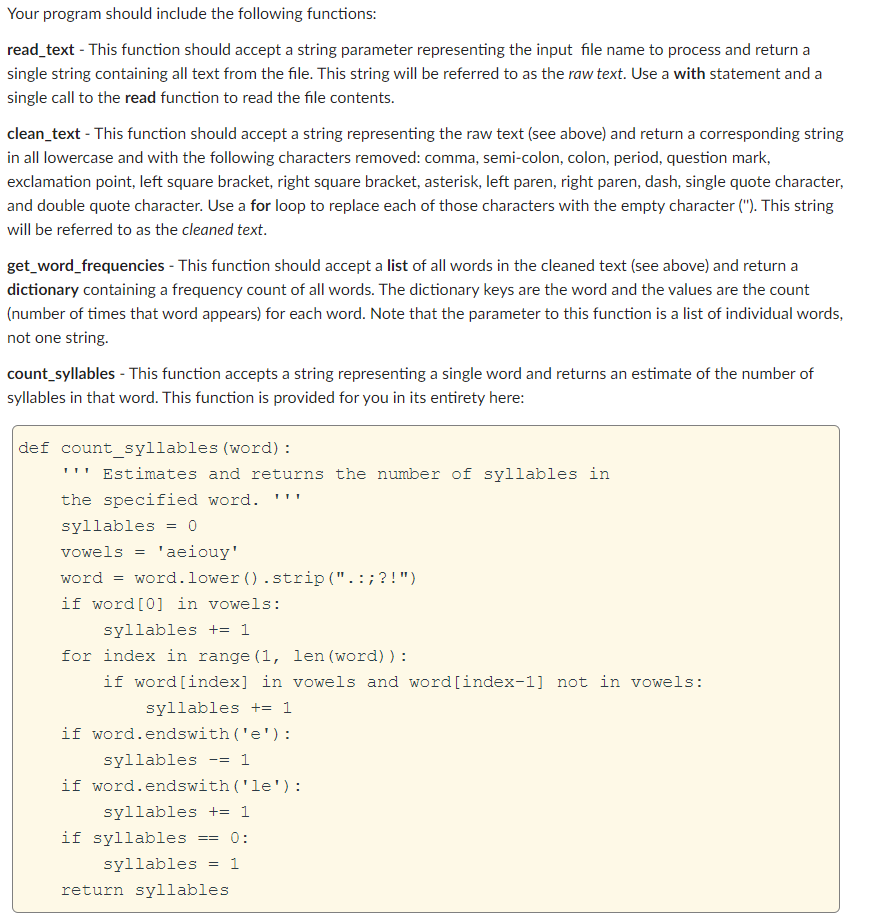 Solved This program will analyze a file containing English | Chegg.com