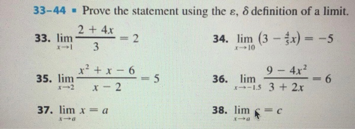 Solved 33-44 " Prove the statement using the ε, δ definition | Chegg.com