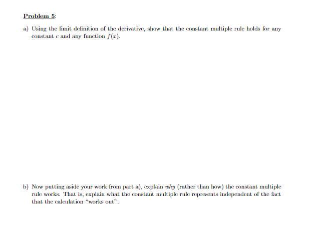 Solved Problem 5: a) Using the limit definition of the | Chegg.com