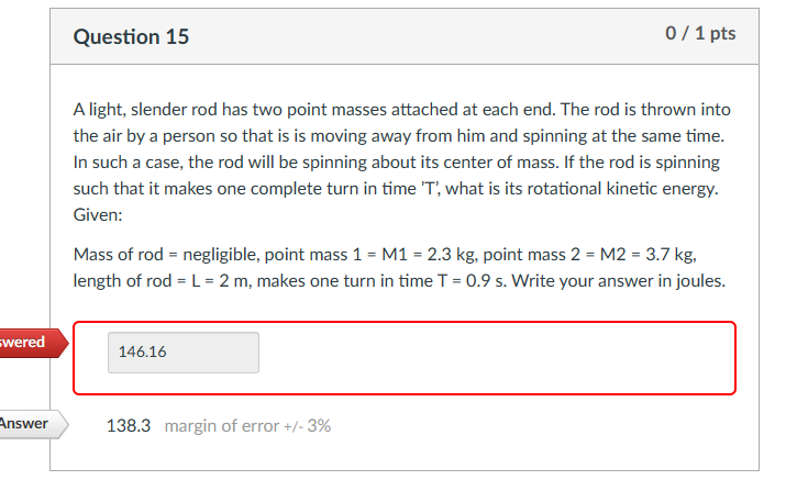 Solved A light, slender rod has two point masses attached at | Chegg.com