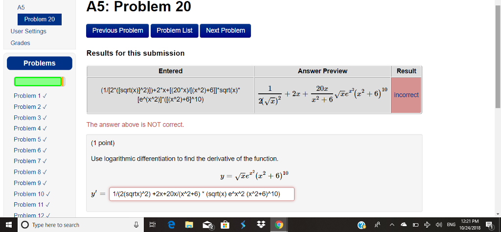 Solved A5: Problem 20 A5 Problem 20 User Settings Previous | Chegg.com