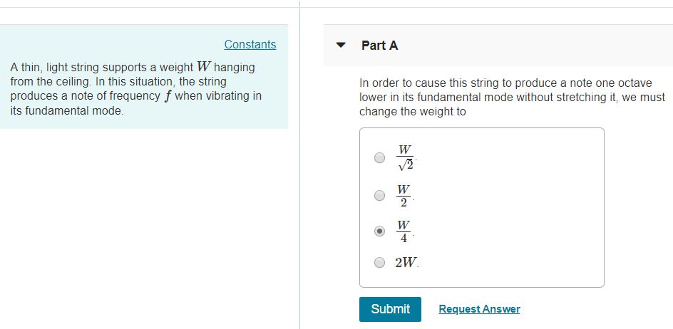 Solved Constants PartA A thin, light string supports a | Chegg.com