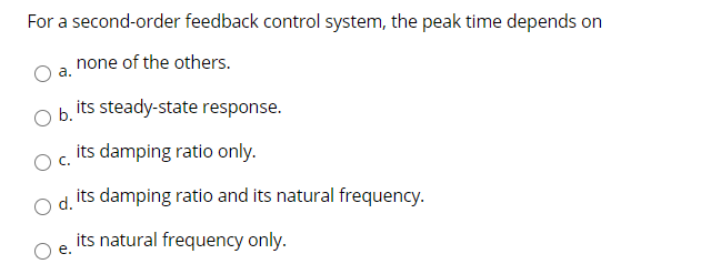 Solved For a second-order feedback control system, the peak | Chegg.com