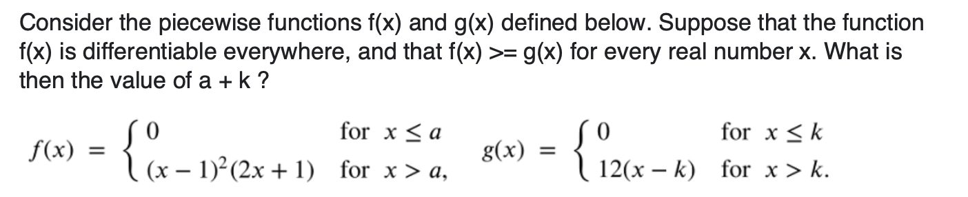 Solved Consider the piecewise functions f(x) and g(x) | Chegg.com